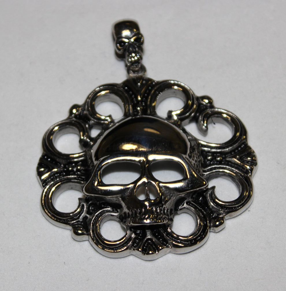 Stainless Steel Skull Pendant with Design- UDINC0485 – Until Death, Inc.