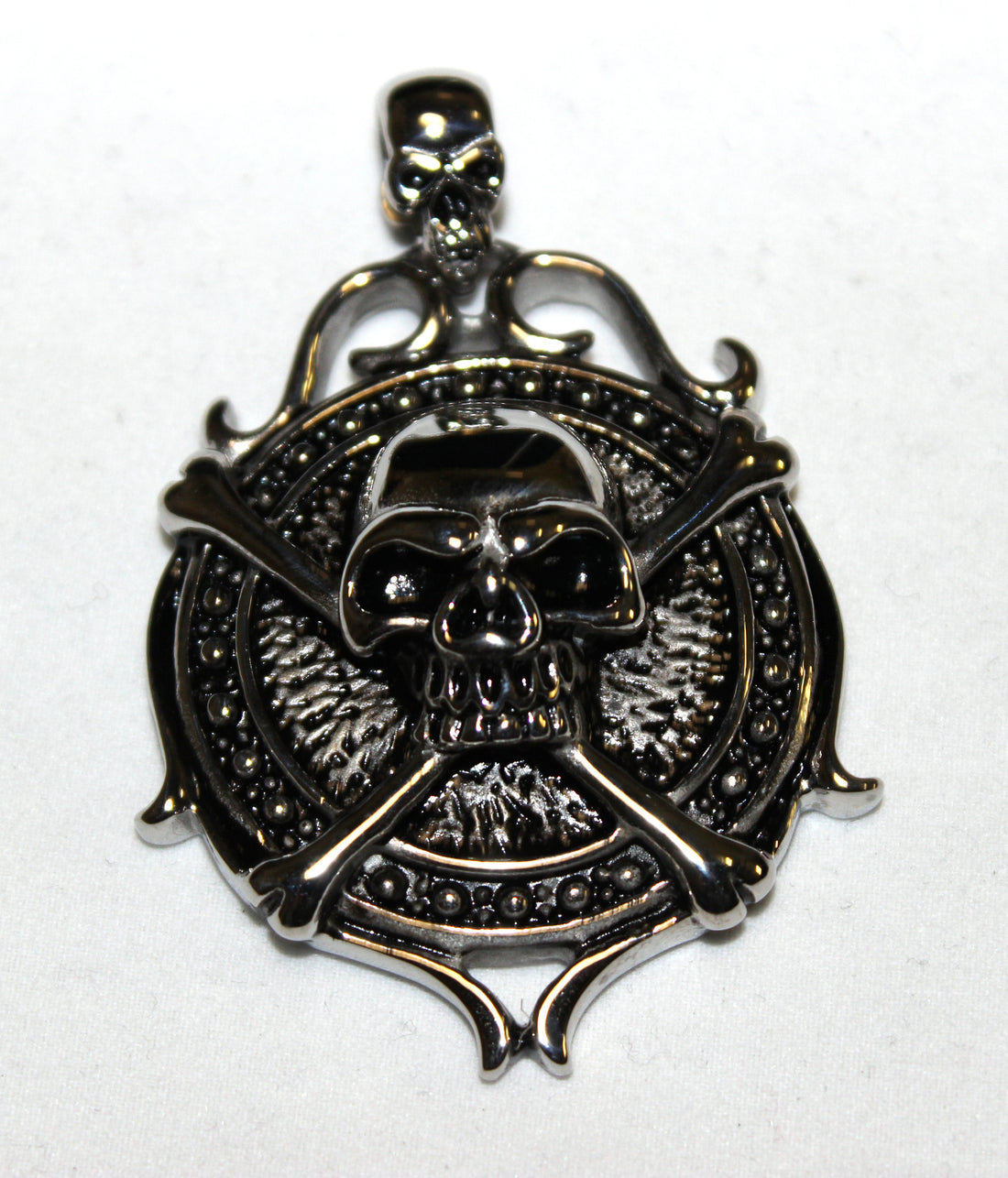Stainless Steel Skull Shield with Cross and Bone- UDINC0486 – Until ...