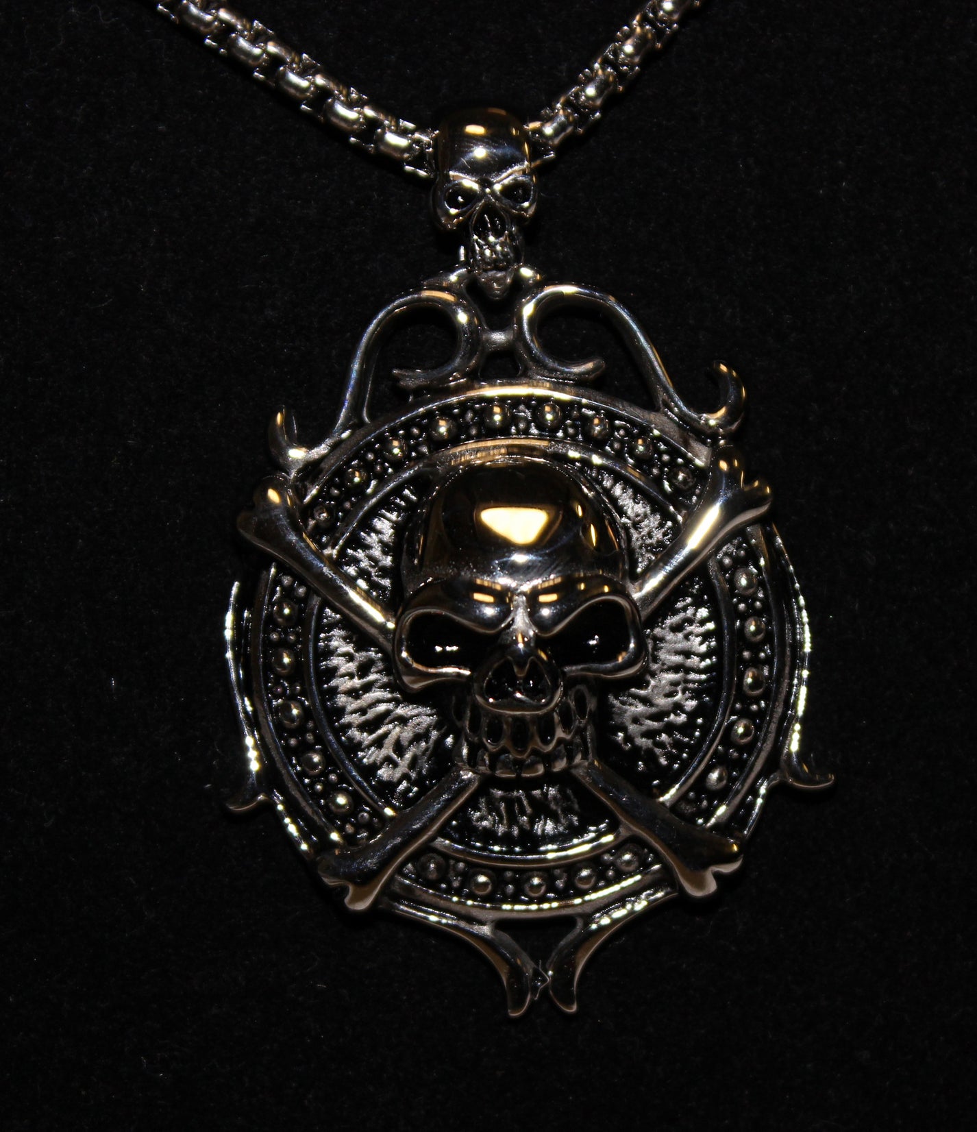 Stainless Steel Skull Shield with Cross and Bone- UDINC0486 – Until ...