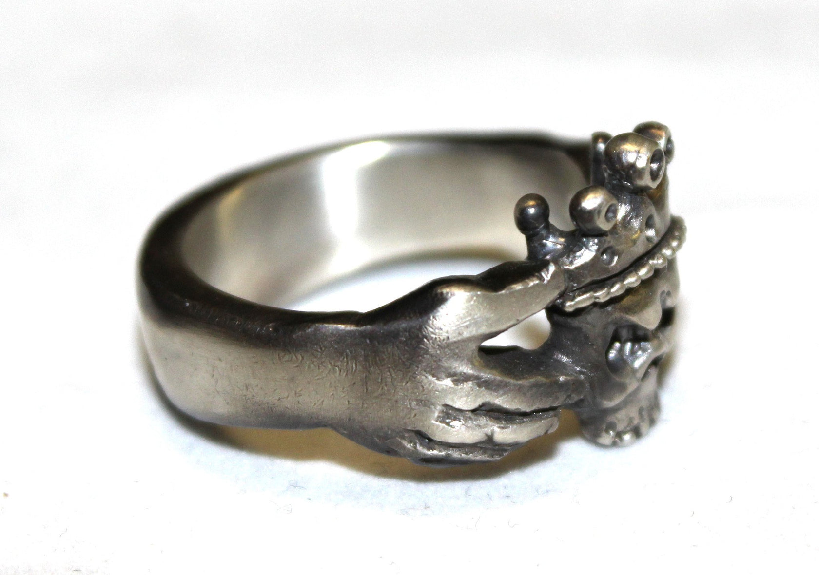Angry Skull Claddagh Ring STERLING SILVER-UDINC0492 – Until Death, Inc.