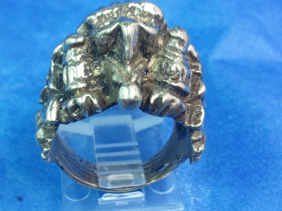 Until Death, Inc. "Bali Crusty Demon Face" Ring Heavy .925 Sterling Si