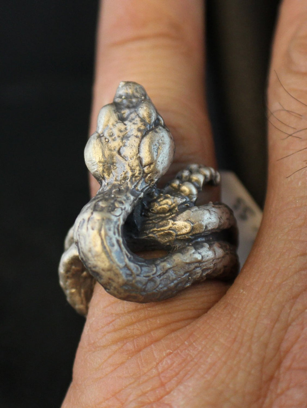 Large Rattlesnake Sculpted Snake Ring -UDINC0079 – Until Death, Inc.
